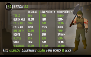 Prices - Leech BA - pay and AFK barbarian assault